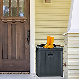 Leisurelife Outdoor Storage Box 52 Gallon,Deck Boxes Water Resistant Deck Box Storage Bench,Grey