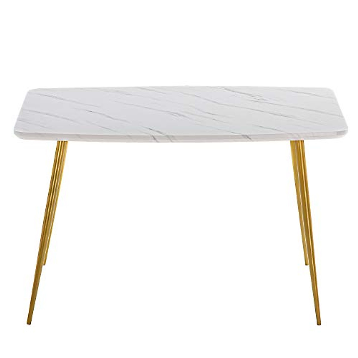 Henf Modern Dining Table, Simple Marble Gold Kitchen Table, Elegant Dinner Table with Metal Legs and Faux Marble Table Top, Modern Home Furniture for Dining Room
