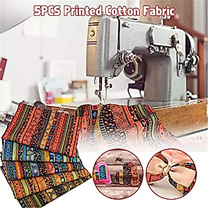 5Pcs Printed Fabric Fabric Fat Quarters Cotton Fabric Ethnic Pattern for Sewing Face Covering Make Craft Projects and Patch Work DIY 9.8 x 7.9 Inch