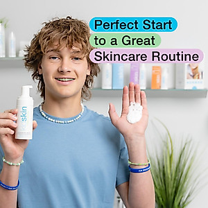 Kidskin 3-Step Acne Kit for Teens - Skincare Set Includes T-Blast Face Wash, Z-Blast Acne Serum, and Calming Face Moisturizer for Oily Skin- Complete Skin Care Set for Teen Girls, Boys & Kids