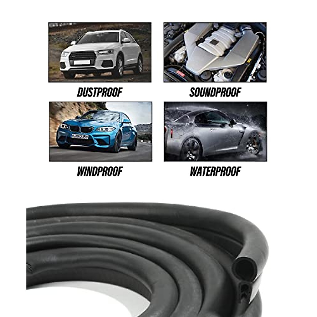 ESEWALAS 10Ft/20Ft Car Door Rubber Seal Strip with Top Bulb,Rubber Weather Seal,Automotive Weather Stripping Soundproofing Edge Guard Trim for Cars, Boats,RVs,Trucks and Home Applications (20 Feet)