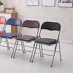 EDLE Electroplating Folding Chair,Home Reclining Chair,Dining Chair,Office Conference Chair,for Home,Office (Color : Black)