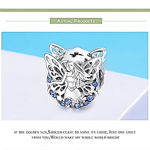 XNTBX Bracelet Charm Bead Blue Elf Fairy DIY Charm 925 Sterling Silver Fits Pandora Bracelet Necklace, European Charms Bracelet