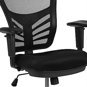 Flash Furniture Tyler Mid-Back Black Mesh Ergonomic Drafting Chair with Adjustable Chrome Foot Ring, Adjustable Arms and Black Frame