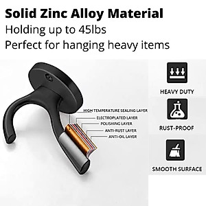 4 Packs Matte Black Coat Hooks, Robe Hook, Decorative Towel Hooks, Heavy Duty Double Prong Wall Hooks, Metal Closet Hooks, Hat Hooks for Hanging for Bathroom, Kitchen and Office