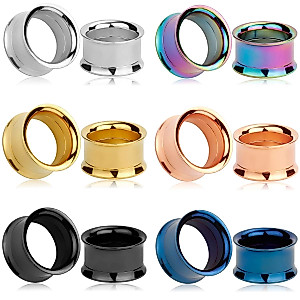 TBOSEN Set of 12 pcs Stainless Steel Ear Plugs Large Double Flare Alloy Gauges Stretching Screw Fit Tunnels Gauge 2g - 1 inch