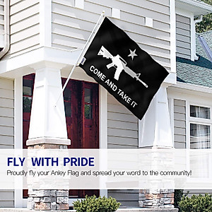 Anley Fly Breeze 3x5 Foot M-4 Gonzales Come and Take It Flag - Vivid Color and Fade proof - Canvas Header and Double Stitched - M4 Carbine Flags Polyester with Brass Grommets 3 X 5 Ft (Black)