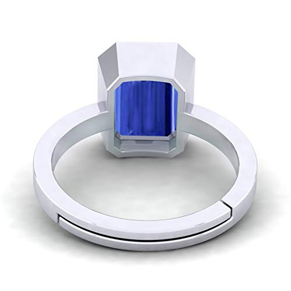 LMDPRAJAPATIS Natural Certified 7.25 Carat Original Unheated Untreatet Blue Sapphire (Neelam) 925 Sterling silver Ring Octagon Shape For Men & Women's