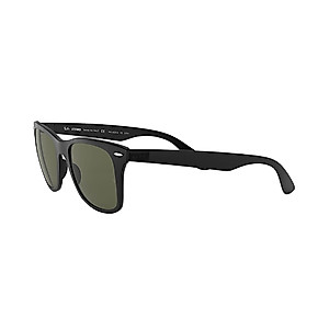 Ray-Ban RB4195 Wayfarer Liteforce Square Sunglasses, Matte Black/Polarized Green, 52 mm