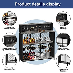 GDLF Home Bar Unit Mini Bar Liquor Bar Table with Storage and Footrest for Home Kitchen Pub (Grey)