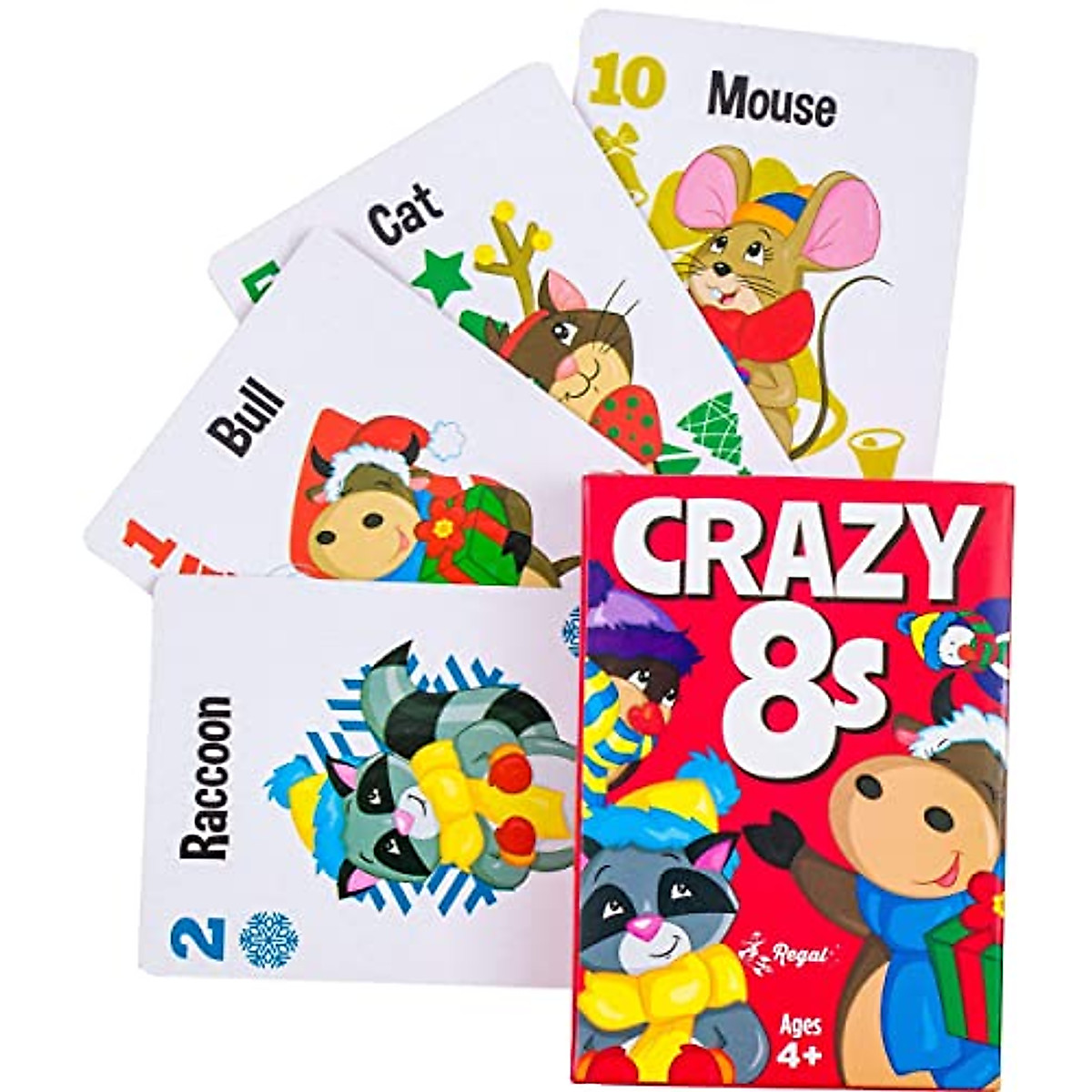 Regal Games - Kids Holiday Card Games - Includes Old Maid, Go Fish, Slapjack, Crazy 8's, Snowball Fight, and Holiday Monster Memory Match - for Family Game Nights, Parties - Set of 6 Games