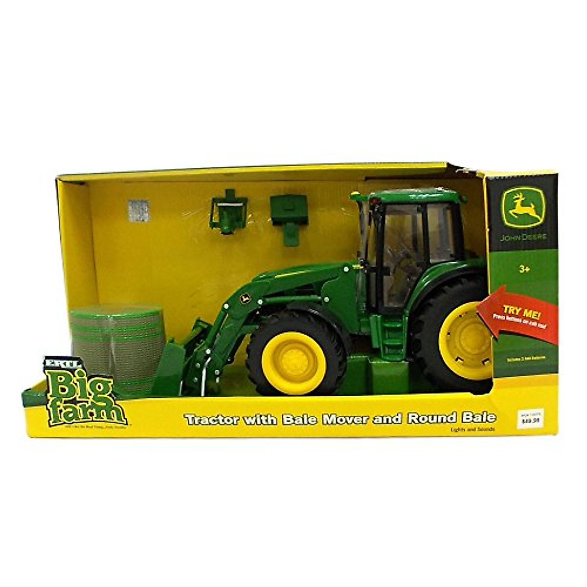 TOMY John Deere Big Farm 7330 Vehicle with Front Bale Mover and Bale