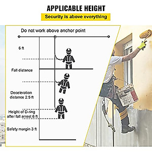 VEVOR Climbing Rope, Fall Protection Safety Rope, 25 50 100 150ft Vertical Tree Stand safety Rope Line Kit Safety Harness for Roofing Work with Alloy Steel Rope Grab, Two Snap Hooks, Shock Absorber
