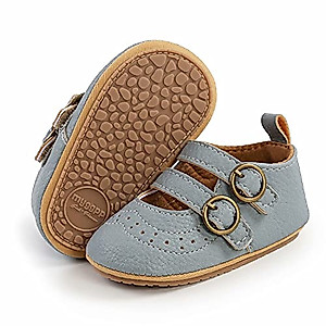 GAISUMMI Baby Girls Mary Jane Flats Shoes with Non-Slip Soft Rubber Sole Toddler First Walkers Princess Dress Shoes(A/White,12-18 Months)