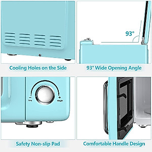 Moccha Compact Retro Microwave Oven, 0.7Cu.ft, 700-Watt Countertop Microwave Ovens w/5 Micro Power, Delayed Start Function, LED Display, Child Lock (Green)