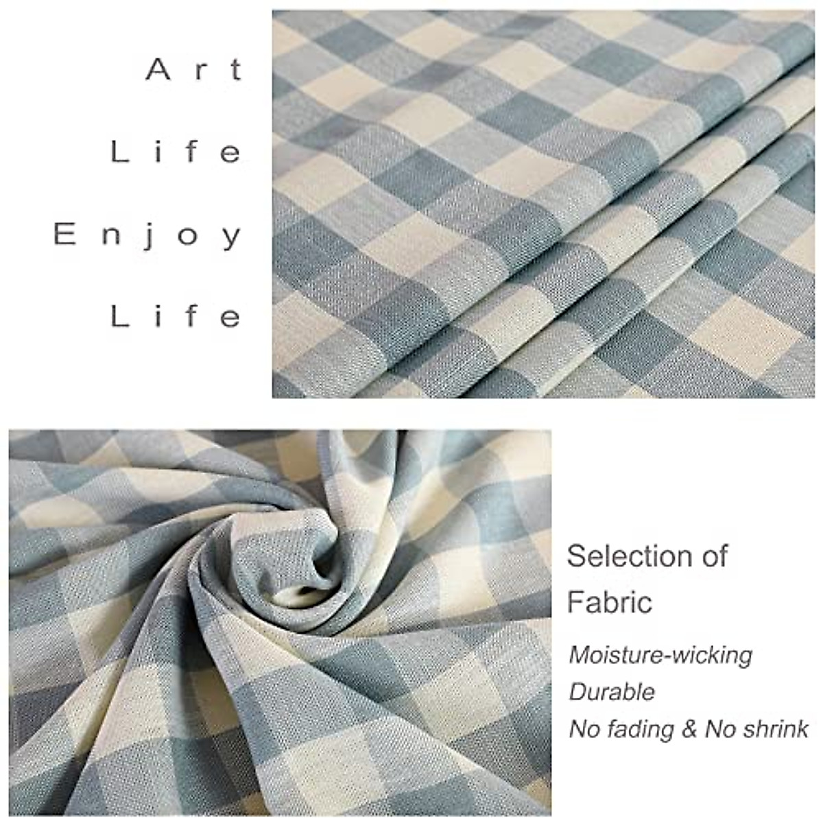 Kaysun Checkered Tablecloths for Rectangle Tables, Classic Buffalo Table Cloth 55''x70'' Light Grey Blue, Cotton Linen Table Cover for Thanksgiving Kitchen Holiday Outdoor Picnic Decoration