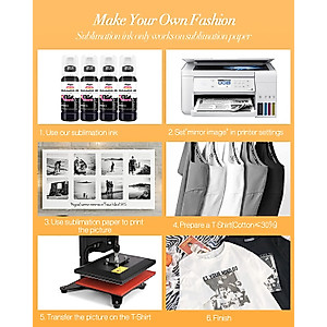 Printers Jack Black Sublimation Ink Refill for Supertank Printer ET-2720 ET-2760 ET-2750 ET-4700 ET-3760 400ml/Anti-UV/Upgrade Version/ICC-Free