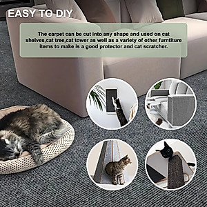 Cat Scratching Climbing Carpet Mat, Feierxun Adhesive Trimmable Cat Post Covered Pad Replacement for DIY Cat Tree Shelf Couch Corner Wall Cat Scratcher Furniture Protector (Black, 78.7x15.8In)