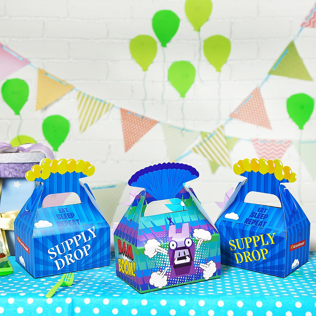 Haxpacal 16 Pcs Video Game Llama Goodie Bags Party Boxes for Battle Gamers Birthday Party Supplies Decorations Favors