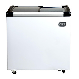 GRS Glass Door Small Chest Freezer - 4.13 Cubic Feet Small Deep Freezer with LED Light and 2 Removable Baskets, Mini Freezer Ideal for Ice Cream and Frozen Novelties