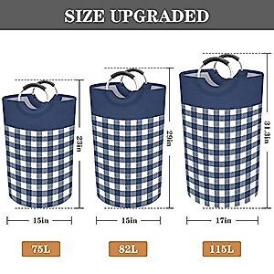 BlissTotes Large Laundry Basket Laundry Hamper Bag Washing Bin Clothes Bag Collapsible Tall With Handles Waterproof Travel Bathroom College Essentials Storage For College Dorm, Family (Blue, M)