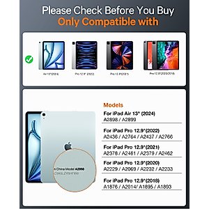 CHESONA Touchpad for iPad Pro 12.9 Case with Keyboard, Keyboard (for 12.9-inch Pro - 6th/5th/4th/3rd Generation), Detachable Bluetooth Keyboard with 7-Color Backlight, 2 Bluetooth Channels (Black)