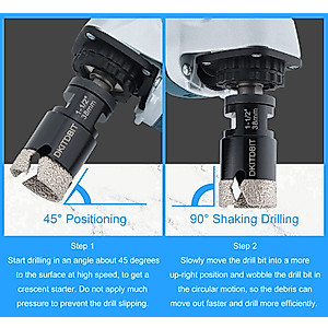 Dry Diamond Core Drill Bits 1-1/2”, 38mm Diamond Hole Saws for Porcelain Granite Tiles Brick Concrete Work with Angle Grinders & Electric Drills