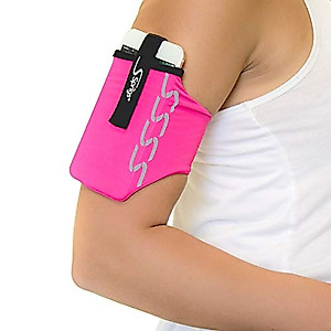 Sprigs Armband for iPhone 11/x/xr/8/7 Plus, Galaxy S10/S9, Google Pixel 4. Lightweight & Comfortable Running Armband, Stretches to Fit All Phones with Case - Hot Pink, Small