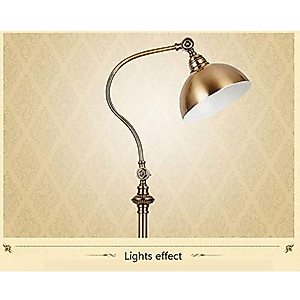 Floor Lamp European Style Floor Lamp Living Room Bedrooms Rustic 12W Led Standing Lamp Minimalist Imitation Copper Reading Floor Light Standard Lamp - Tricolor Light Bulb Reading Light Lampara de Pie