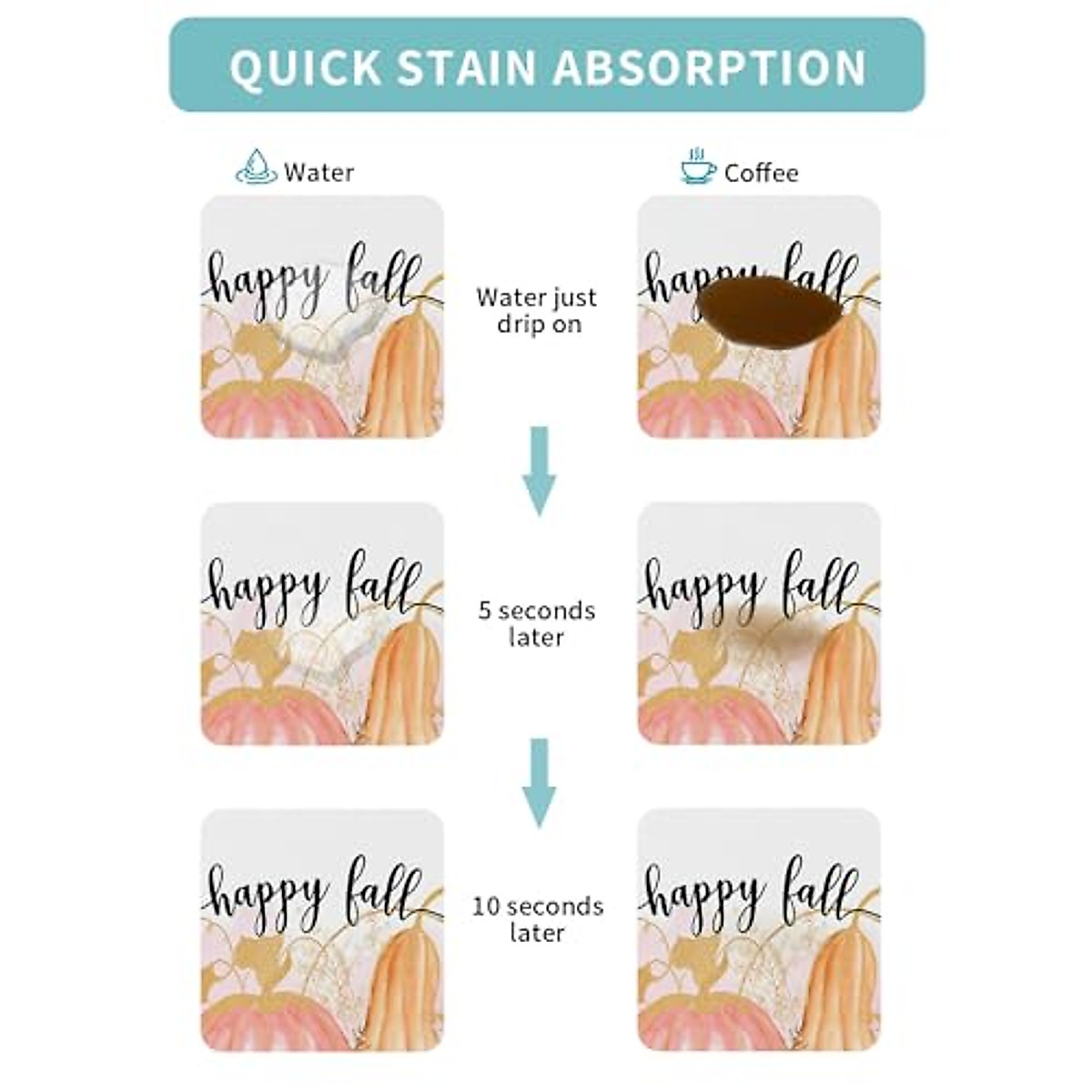 Coffee Mat for Counter, Happy Fall Thanksgiving Pink Pumpkin with Rose Absorbent Hide Stain Coffee Bar Mat, Non-slip Coffee Bar Accessories Kitchen Drying Mat Fit Under Coffee Maker Espresso Machine