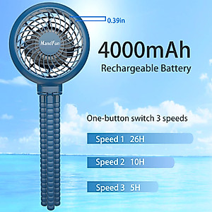 HandFun [2023 Upgraded] Stroller Fan, 5-26 Hours Long Last Stroller Fan Flexible Tripod Clip on for Baby, 360°Rotation Portable Rechargeable Fan for Car Seat Crib Bike Treadmill Peloton (Blue)