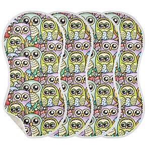 vvfelixl Muslin Burp Cloths Cute Cartoon Owls Baby Washcloths for Baby Girl Boys 2 Pack