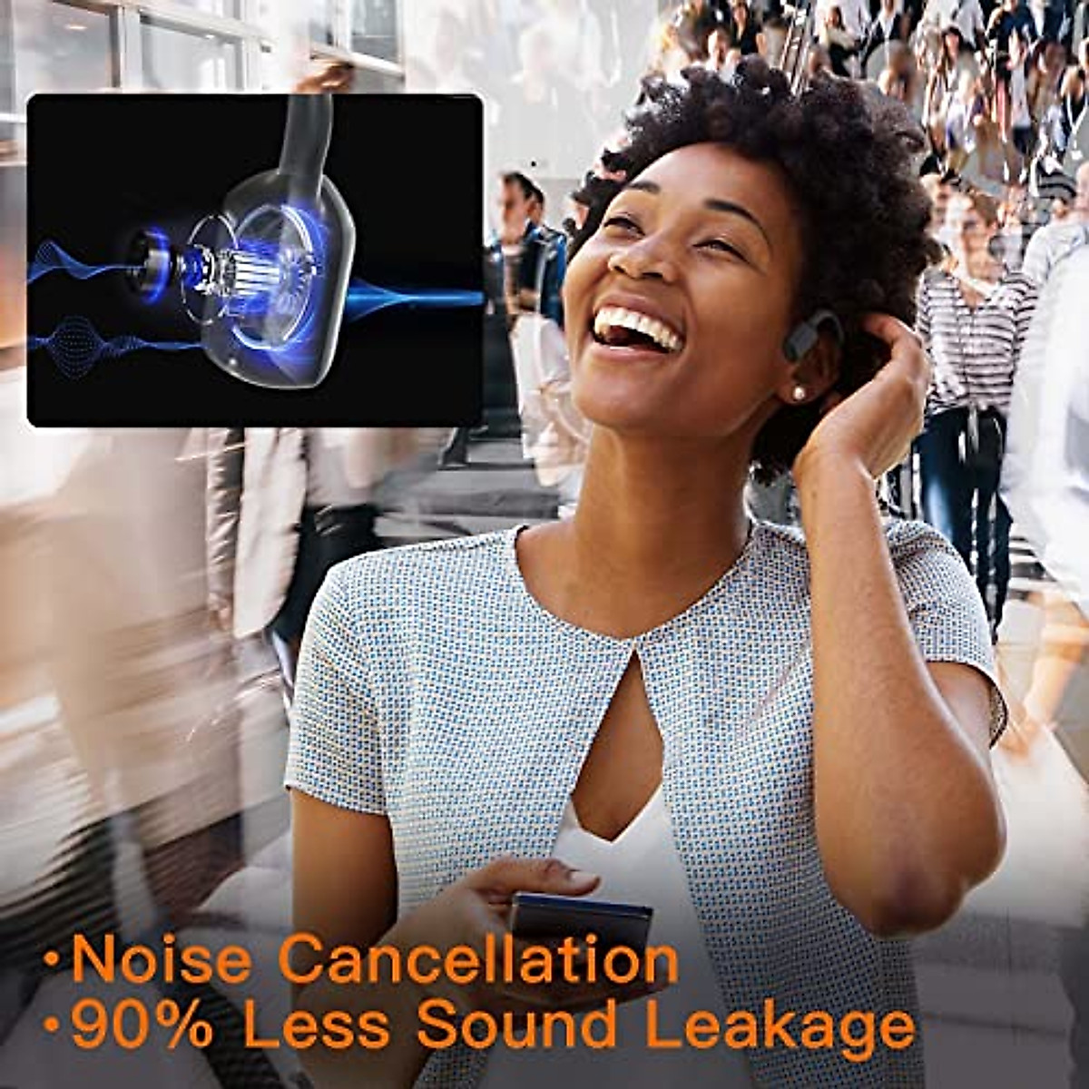 Mojawa Wireless Bone Conduction Headphones - Bluetooth Open-Ear Headphones w/Mic,Premium Sound Quality,34.5g, Noise Cancellation, 8h Long Battery Life, IP67 Waterproof, Headset for Running/Cycling