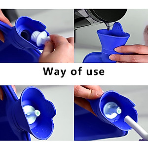 2 L Enema Bag ，Coffee Enema Bag Kit with 5.0 ft. Long Silicone Hose ,2 Multi-Size Reusable Tips, Controlable Water Flow Valve- Coffee, Shower, Douche & Home Adult Enema Kit（Blue）