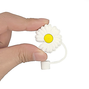 10 Pieces Straw Covers Cap & 10 Pieces Straws, Silicone Straw Tip Cover, Reusable Drinking Straw Protection Lids, Adorable Dust-Proof Straw Plugs, Party Bottles, Juice & Cocktail Decoration