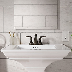 KOHLER 393-N4-BN Devonshire Centerset Bathroom Faucet with Pop-Up Drain Assembly, 2-Handle Bathroom Sink Fuacet, 1.2 GPM, Vibrant Brushed Nickel