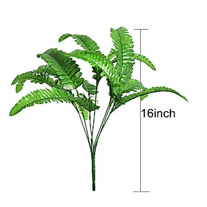 LSKYTOP 4 Pack Artificial Ferns Plants 16Inch Artificial Shrubs Boston Fern Bush Plant Silk Ferns Leaves UV Protected for Home Kitchen Garden Wall Decor Indoor Outdoor Use(Pot is not Include)
