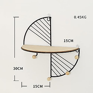 Mersuii Floating Shelves Wall Mounted Half Round Metal Shelf, Wood and Metal Decorative Shelving for Bathroom Living Room Kitchen Bedroom