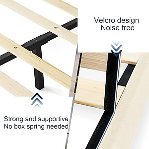 Molblly Full Size Bed Frame with Upholstered Headboard, Strong Frame, and Wooden Slats Support, Non-Slip and Noise-Free, No Box Spring Needed, Easy Assembly, Beige