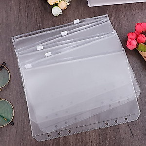 Antner 12PCS A5 Binder Pockets 6 Holes Budget Cash Envelopes for Budgeting, Clear Zipper Folders Planner Inserts Loose Leaf Bags Binder, Waterproof PVC Document Pouch Filing