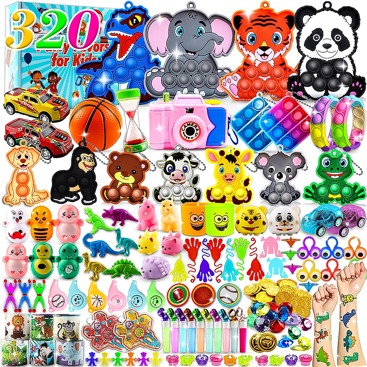 320PCS Party Favors for Kids Fidget Toys,Treasure Box Toys for Classroom,Birthday Party Favors Goodie Bags Stuffers for Kids,Pinata Stuffers,Carnival Prizes,Fidgets for Classroom Prizes