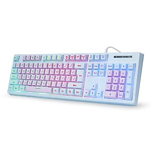 chuangquan CQ104 Mechanical Feeling Keyboard Rainbow LED Backlit USB Wired Floating Gaming Keyboard for Windows PC Laptop