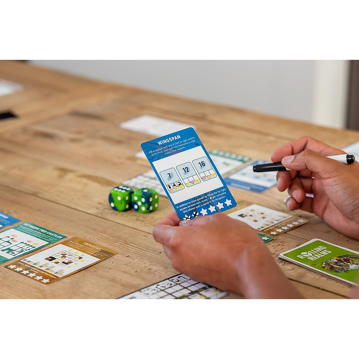 Stonemaier Games: Rolling Realms | A Light Strategic Roll-and-Write Game for Families and Adults | 1-6 Players, 30 Mins, Ages 14+