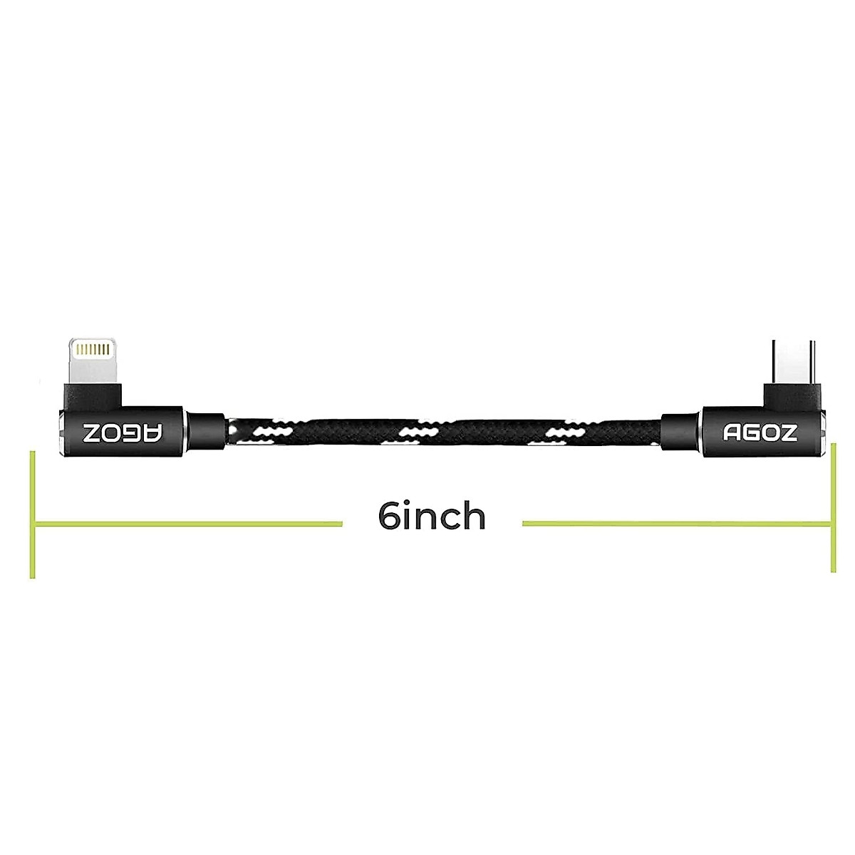 AGOZ 6 Inch USB C to Lightning Cable 90 Degree Right Angle for DJI Mavic 3, Mini 2,Air 2S, Mavic Air 2, HeavyDuty Braided, Accessories Remote Controller Extension Cord - USB C to iPhone Connector