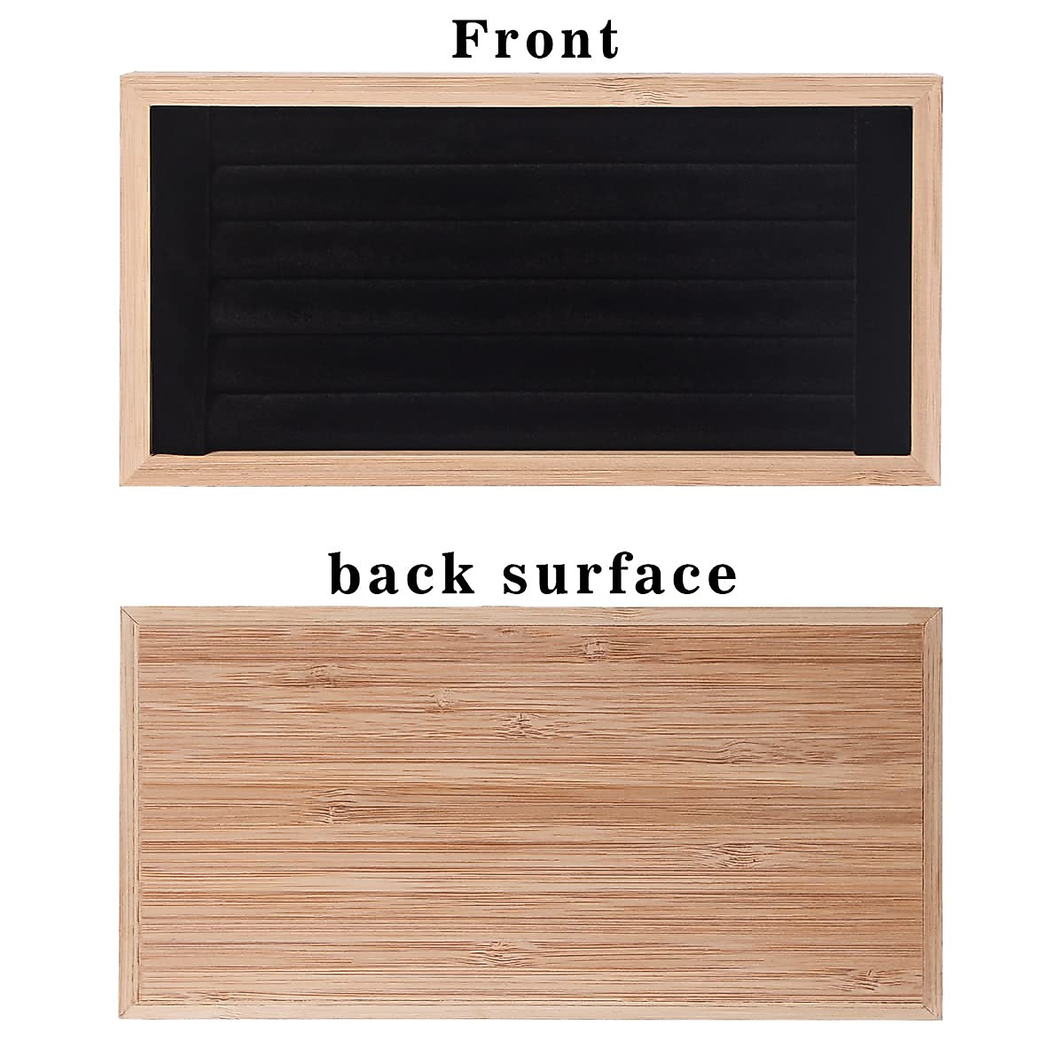 Coward Bamboo Ring Display Holder Jewelry Storage Tray Organizer Ring Stand For Show(Black)