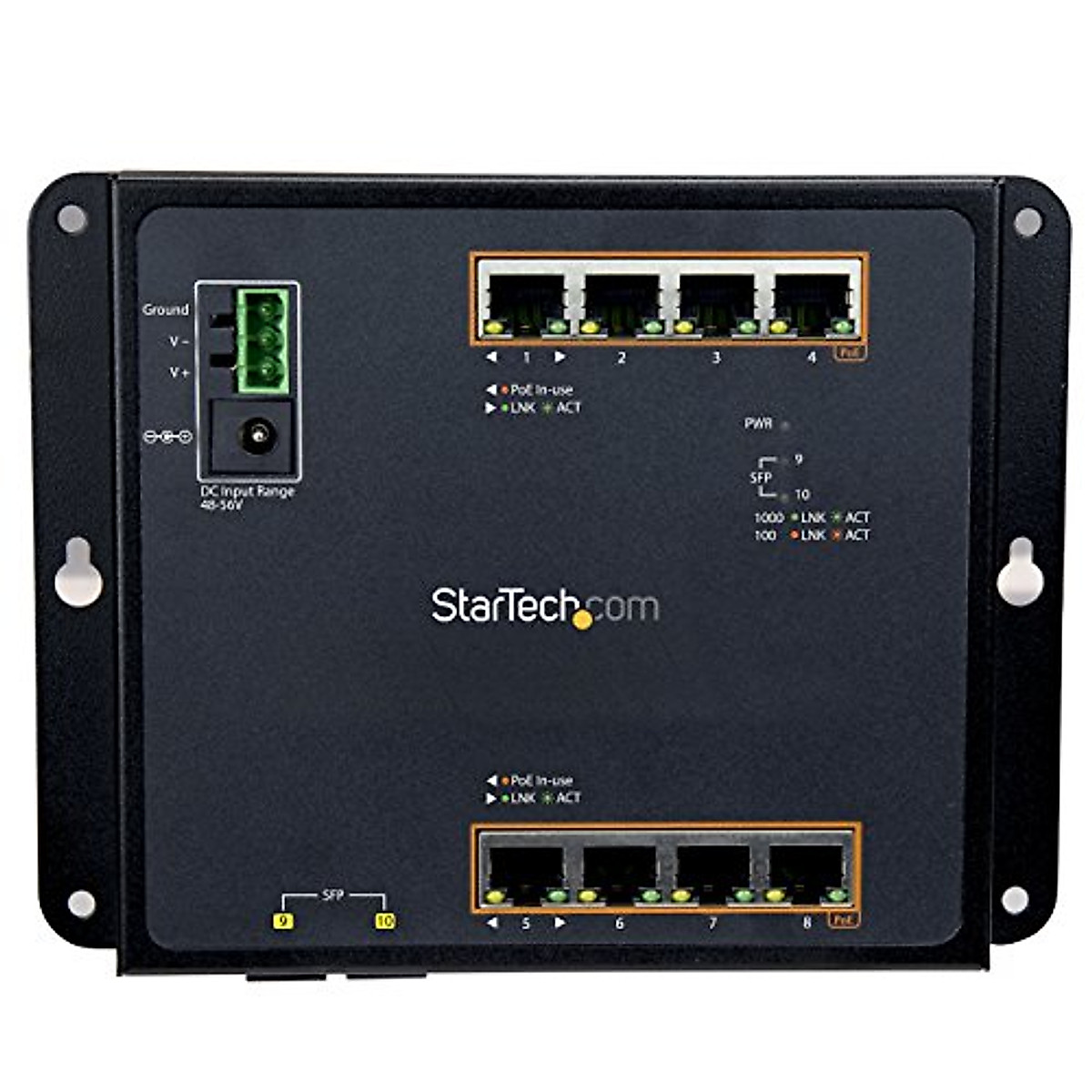 StarTech.com Industrial 8 Port Gigabit PoE+ Switch w/2 SFP MSA Slots - 30W - Layer/L2 Switch Hardened GbE Managed - Rugged High Power Gigabit Ethernet Network Switch IP-30/-40 C to 75 C, TAA