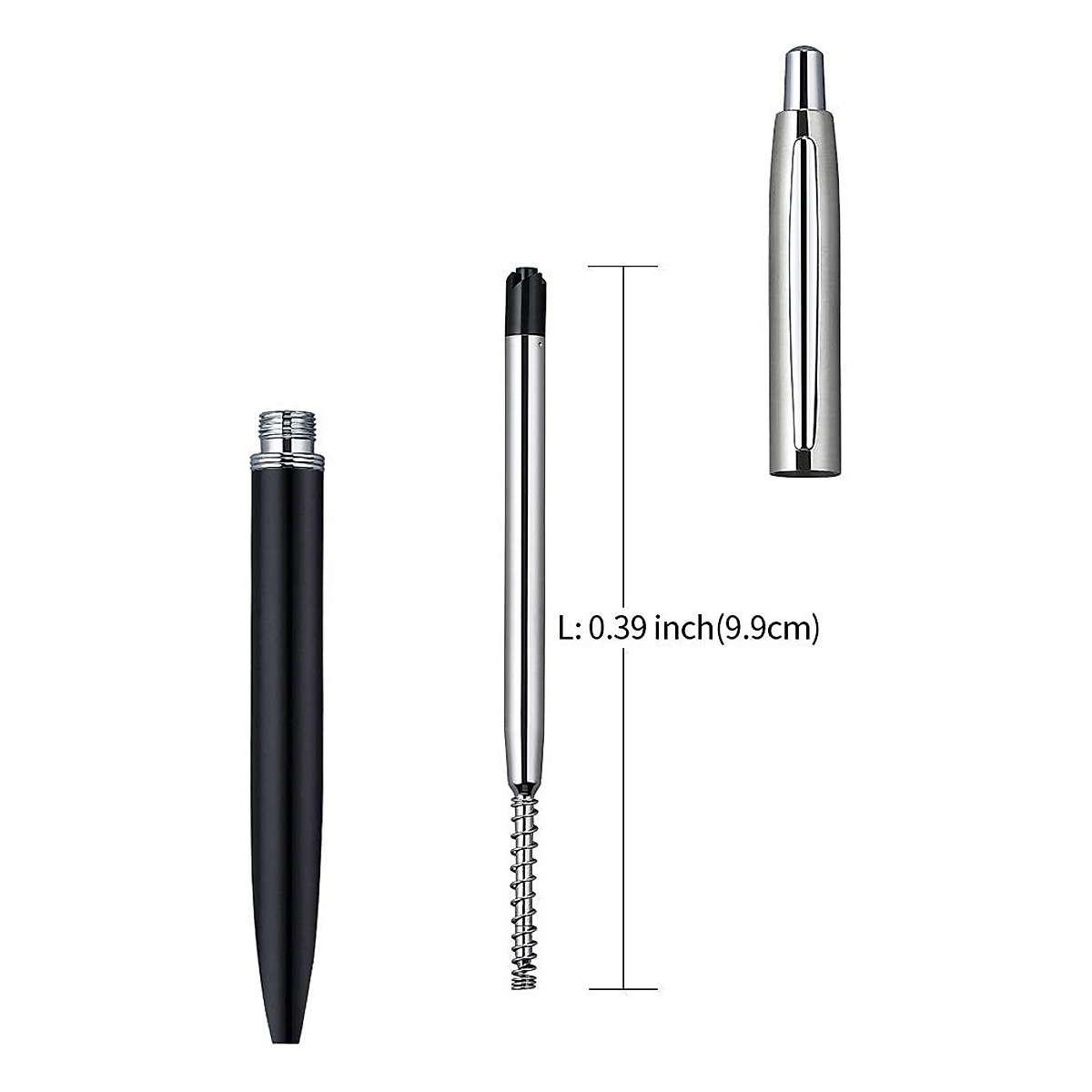 Black Ink Refills (6pcs), Replaceable Ballpoint Pen Refills, 1mm Medium Tip - Black