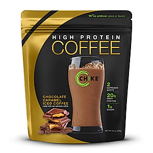 Chike Chocolate Caramel High Protein Iced Coffee, 20 G Protein, 2 Shots Espresso, 1 G Sugar, Keto Friendly and Gluten Free, 14 Servings (14.8 Ounce)