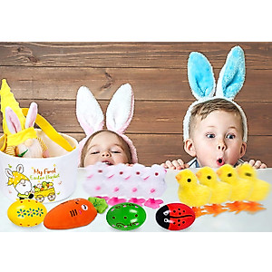 80UncleKimby 8PCS My First Easter Basket Stuffers Gifts Baby Kids - includes Eggs, Wind-Up Bunny & Chick, Stuffed Plush Carrot, Gnome for Toddlers Girls Boys Party Favors