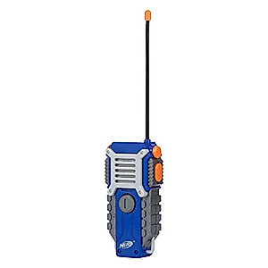 Sakar Nerf Walkie Talkie for Kids Fun at The Touch of A Button, Set of 2, 1000' Range, Rugged Pair Battery Powered Gray Blue & Orange
